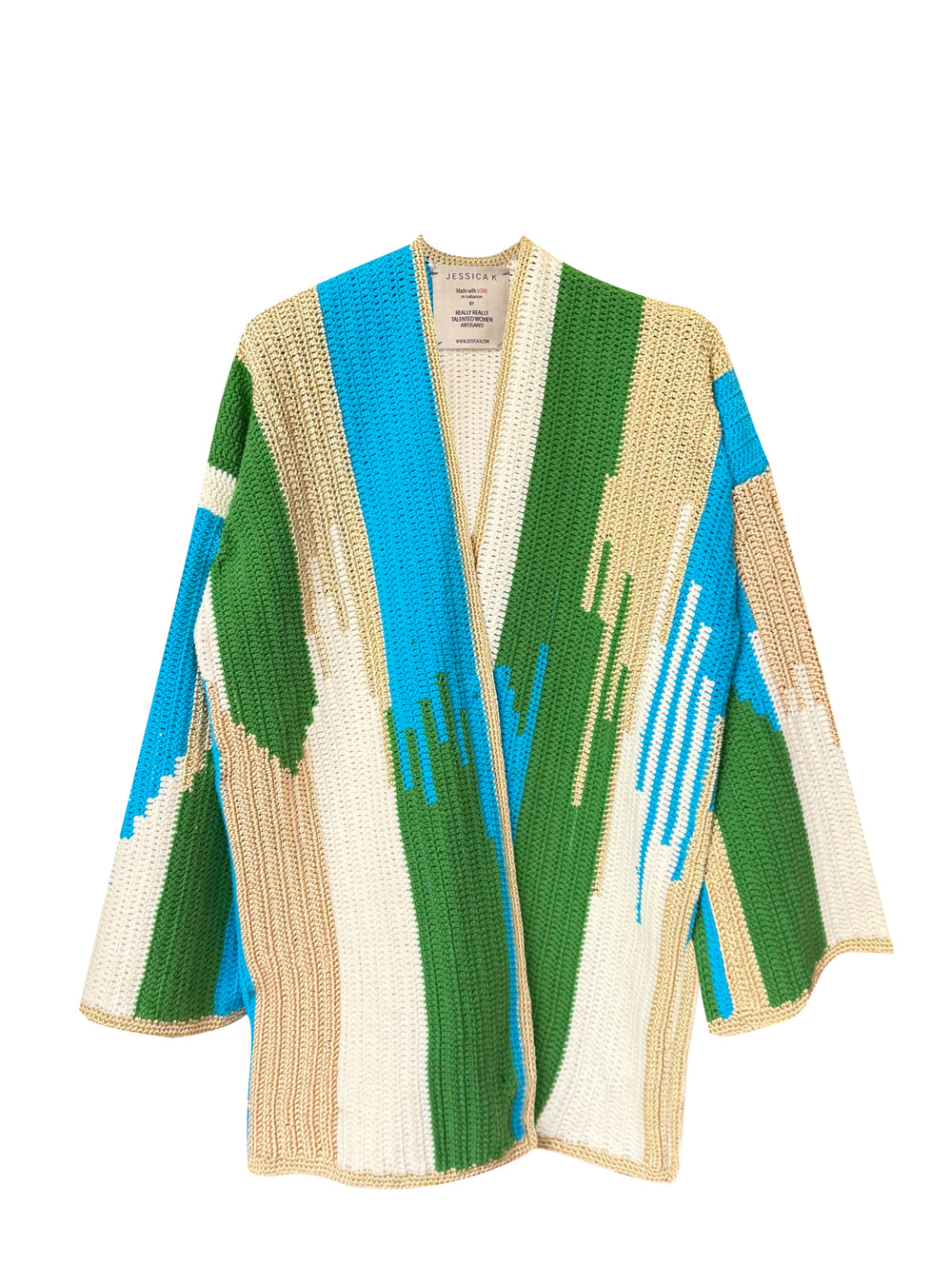 JADE JACKET BEIGE/GREEN/TURQUOISE