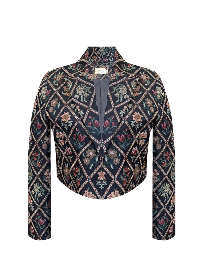 DENI CROPPED BLAZER JACQUARD FLEURI